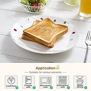 18-Piece Kitchen Dinnerware Set, MEKY Colorful Polka Dots Glassware Plates, Dishes, Bowls, Service for 6, Crack Resistant Dish Set