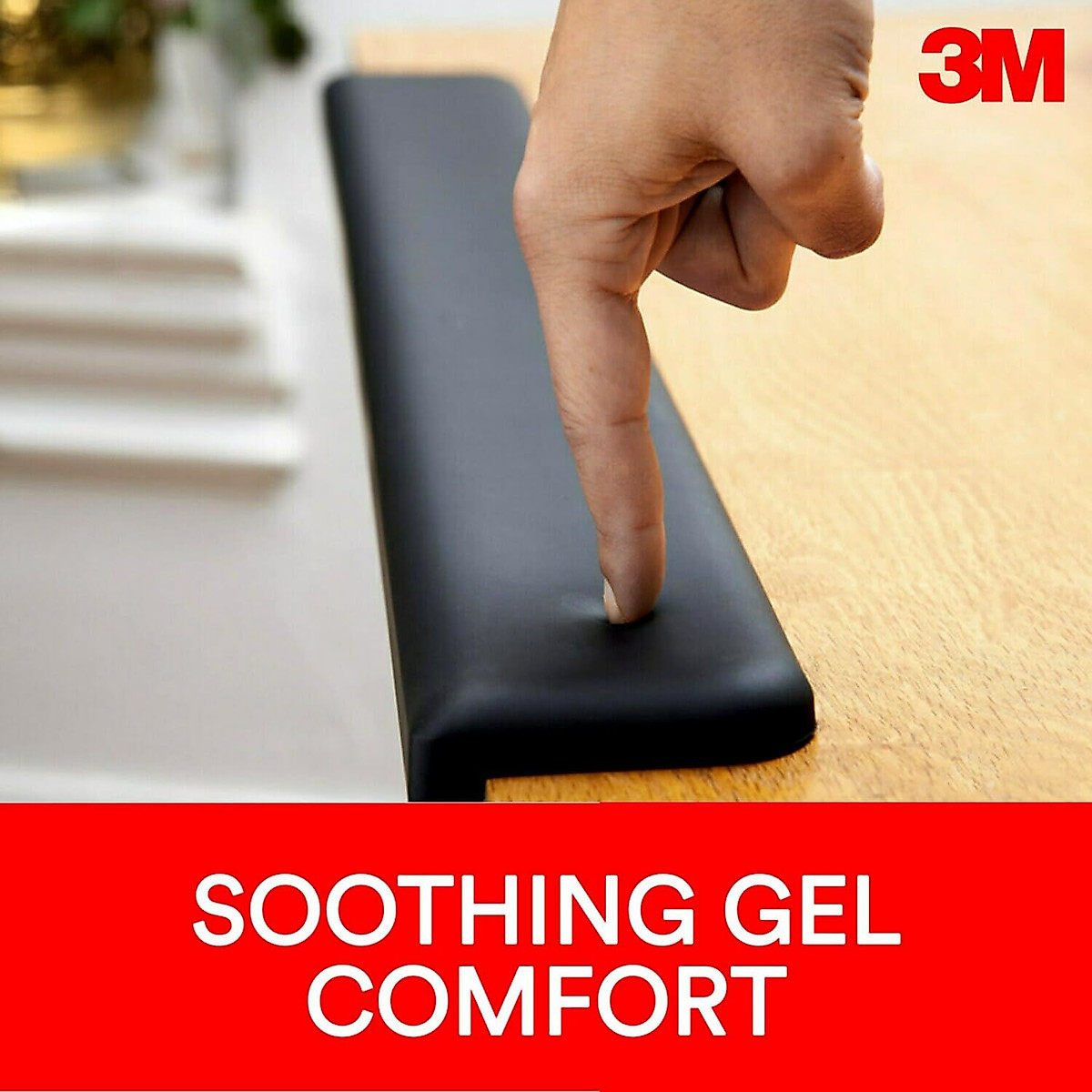 3M Gel Wrist Rest for Standing Desks, Accommodate Different Working Positions, Black (WR200B) 30.13 x 1 x 3.25 inches