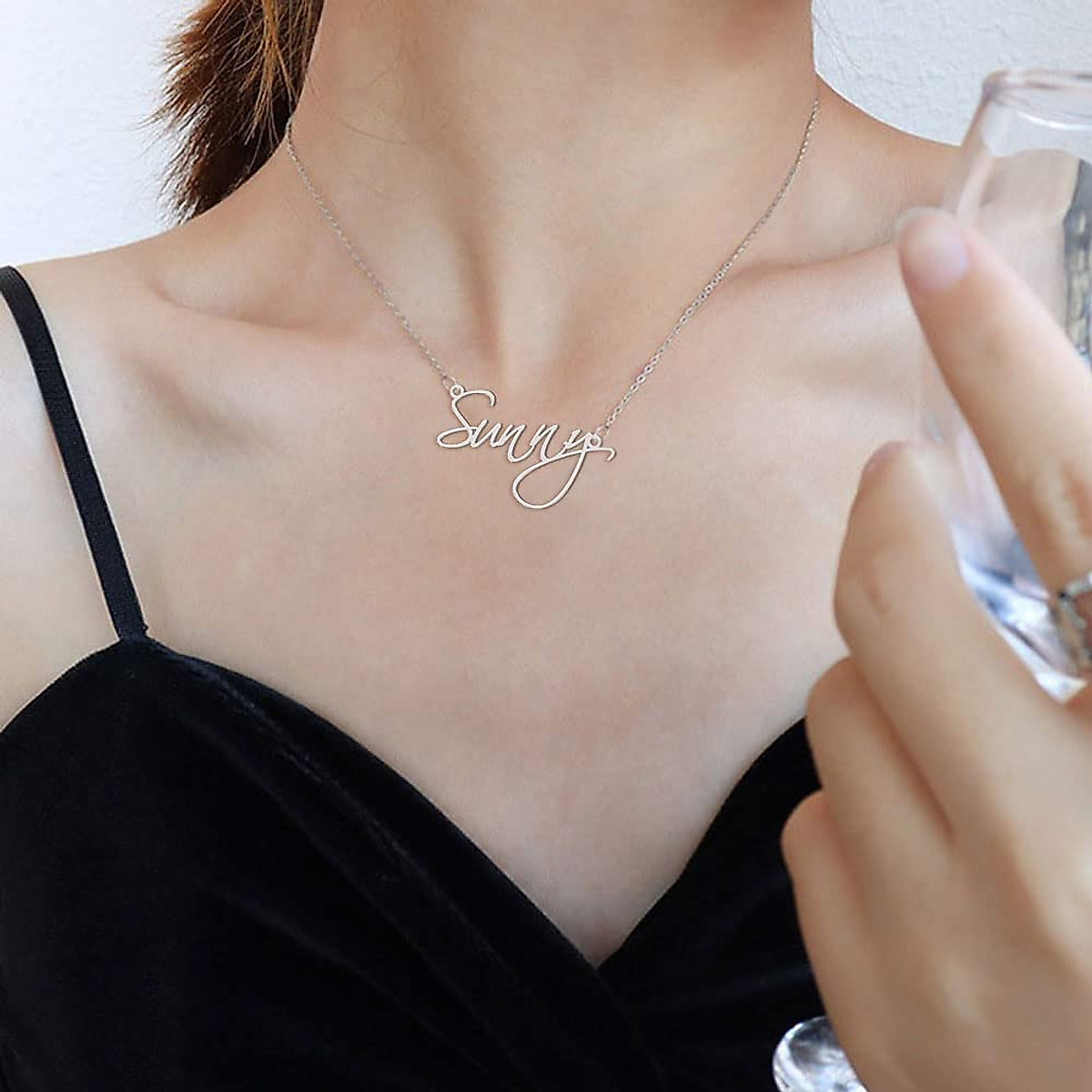 Yopicks Custom Name Necklace Personalized, 18K Gold Plated Sterling Silver Name Necklace for Women Gift