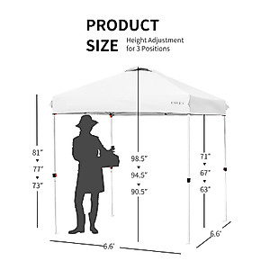 Tangkula Outdoor Pop-up Canopy Tent, 6.6 x 6.6 FT Height Adjustable Commercial Instant Canopy w/Portable Roller Bag, 4 Weight Bags, Outdoor Camping Sun Shelter for Camping, Party (6.6’ x 6.6’, White)