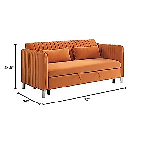 Lexicon Greyford Convertible Studio Sofa with Pull-Out Bed, Orange