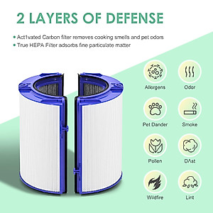 HSIAMEN 360 Combi Replacement Air Purifier Fan Filter Compatible with Dyson HP04 HP06 HP07 HP09 HP10 HP4B TP4A TP7A TP04 TP06 TP07 TP09 TP10 PH01 PH02 PH03 PH04 PH3A 970341-01 2-Pack