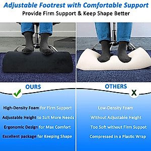 Foot Rest for Under Desk at Work, Ergonomic Foot Stool with 2 Adjustable Heights for Office, Work, Car, Gaming, Computer, Soft Foot Cushion with Memory Foam, Washable Velvet Cover, Non Slip