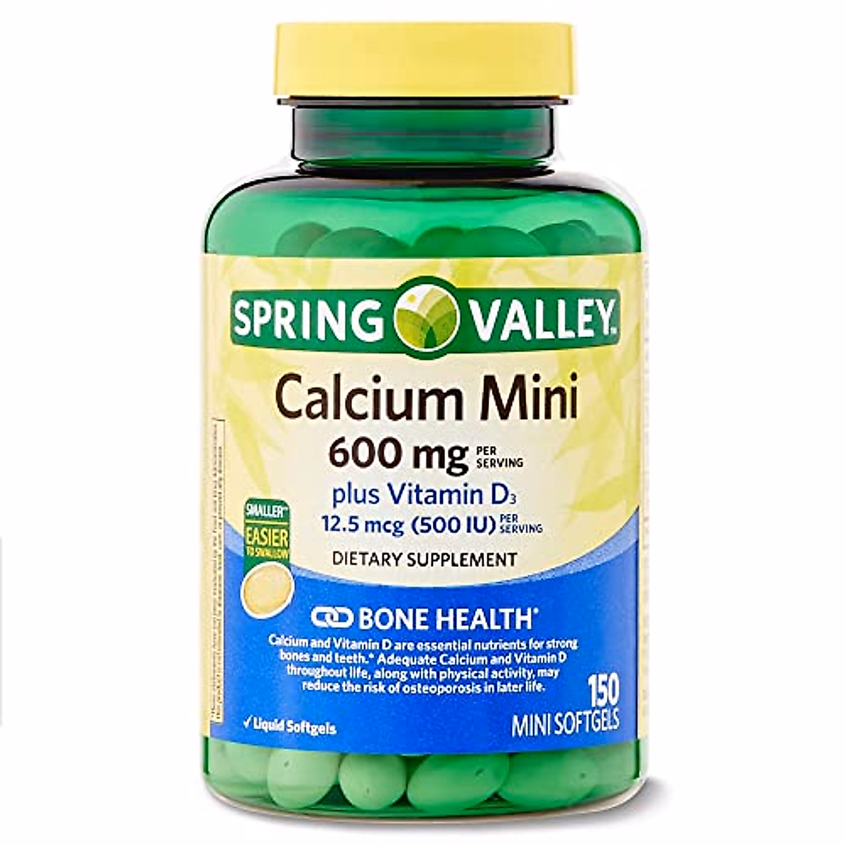 Support Bone Health with Spring Valley Calcium Plus Vitamin D3 Supplement, 150 Mini Softgels. Includes Luall Fridge Magnetic