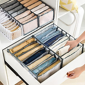 nuoxuan 2Pcs wardrobe clothes organizer closet organizers storage basket- foldable,save space clothing bins,portable containers room underwear,socks,scarves,leggings,skirts,t-shirts,jeans (Grey, 2L)