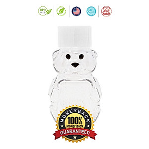 CLEARVIEW CONTAINERS | 2 Ounce Honey Bears with Screw Top Lid | Perfect for Holidays, Baby Shower Gifts, Beekeeping, Honey Dispensing (2 Ounce Bears, 24 Pack, White)