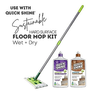 Quick Shine Hardwood Floor Cleaner & Wood Floor Polish w/Plant-Derived Carnauba 2-27oz Bottles, Removes Scratches, Safer Choice, A Clean That Can Be Seen