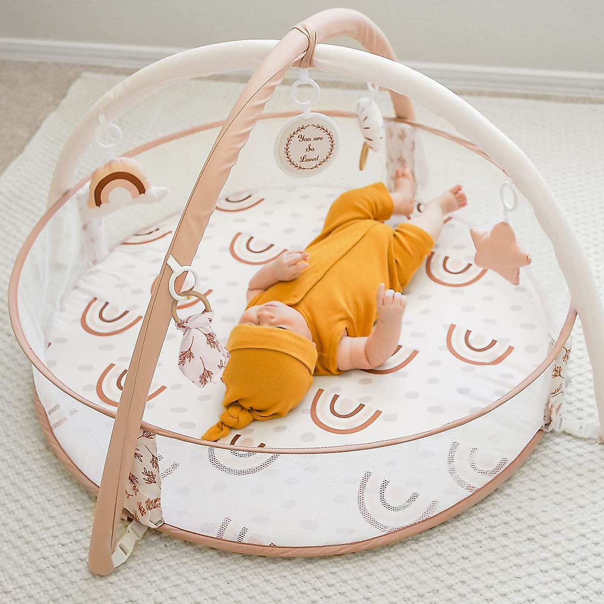 Crisschirs 6-in-1 XL Large Baby Gym & Ball Pit, Play Mat & Play Gym, Combination Baby Activity Gym with Milestone Cards for Sensory Exploration and Motor Skill Development, Balls are not Included