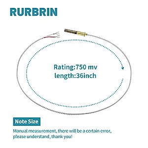 RURBRIN 36” 750mv Thermopile Fit for Heat Glo Heatilator, 750℃ Millivolt Thermocouple Replace for Fireplace Parts Q313A, Suitable for Stove Gas Ovens/Gas FirePlace/Water Heater/Gas Fryer Cluste (3PCS)