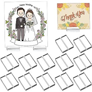 Acrylic Sign Holder Clear Place Card Holders Acrylic Stands Table Number Stands Wedding Sign Holders Card Display Stand for Table Wedding Photo Office Menu Meeting Party Event Decoration(12Pcs, 1.2")
