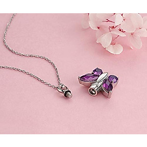 RIMZVIUX Purple Butterfly Urn Necklace for Ashes Memory Keepsake Cremation Jewelry for Women In Memory of Dad Mom Grandma Grandpa Brother (Dark Purple)