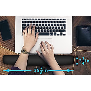 Silicone Keyboard Wrist Rest Pad- Non-Slip Durable & Comfortable for Easy Typing & Pain Relief, Gel Wrist Rest for Keyboard, Strong Grip Designed for Office & Home Use Black 15.7x2.5 in