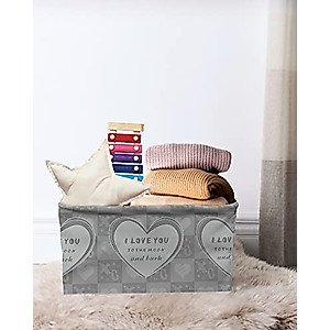 Large Capacity Storage Bins Valentine's Day I Love You to the Moon and Back Storage Cubes, Collapsible Storage Baskets for Organizing for Bedroom Living Room Shelves Home 15x11x9.5 In