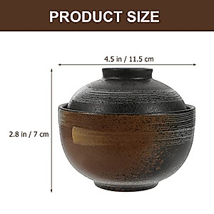 BESTonZON 2 pcs Pho Steaming Bowls Bird Tableware Chill Appetizer Noodle Saucer Japanese Black Use Salad Lid Vegetables Delicate Vintage Soup Stockpot Nest Miso Pot Serving Earthen Stew