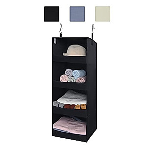 GRANNY SAYS 4-Shelf Hanging Organizer, Closet Hanging Shelves, Closet Hanging Storage Organizers, Organization for Bedroom, Living Room, Baby Nursery, Camper Accessories, Black, 1-Pack