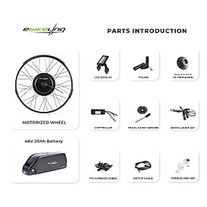 EBIKELING Waterproof Ebike Conversion Kit with Battery 26" Fat Tire Direct Drive Front or Rear Wheel Electric Bike Conversion Kit Ebike Battery & Charger Included 1500W 1200W Electric Bike for Adults