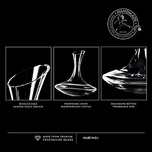 KROSNO Red Wine Decanter Carafe Glass | 1800 ML | 60.9 oz | European Made | Avant-Garde Collection | Perfect for Home, Restaurants and Parties | Lead-free