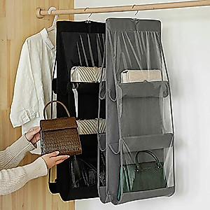 GINGA Hanging Storage Bag Purse Handbag Organizer, The Door Clost Hanging Storage Bag with 6 Pockets Width Pockets for Handbags Purses Clothing Homewares and Accessories