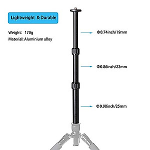 Tripod Center Column Extension Camera Mount Extender Telescopic Rod 3 Section Pole for Monopod DSLR Photo Studio Outdoor Macro Shooting