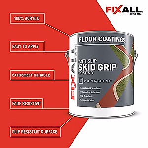 FIXALL Skid Grip Anti-Slip Coating, 1 Gallon, Jet, Exceeds ADA Standards, Ideal for Safety Areas, Slip-Resistant Pavement, Cement & Concrete Paint
