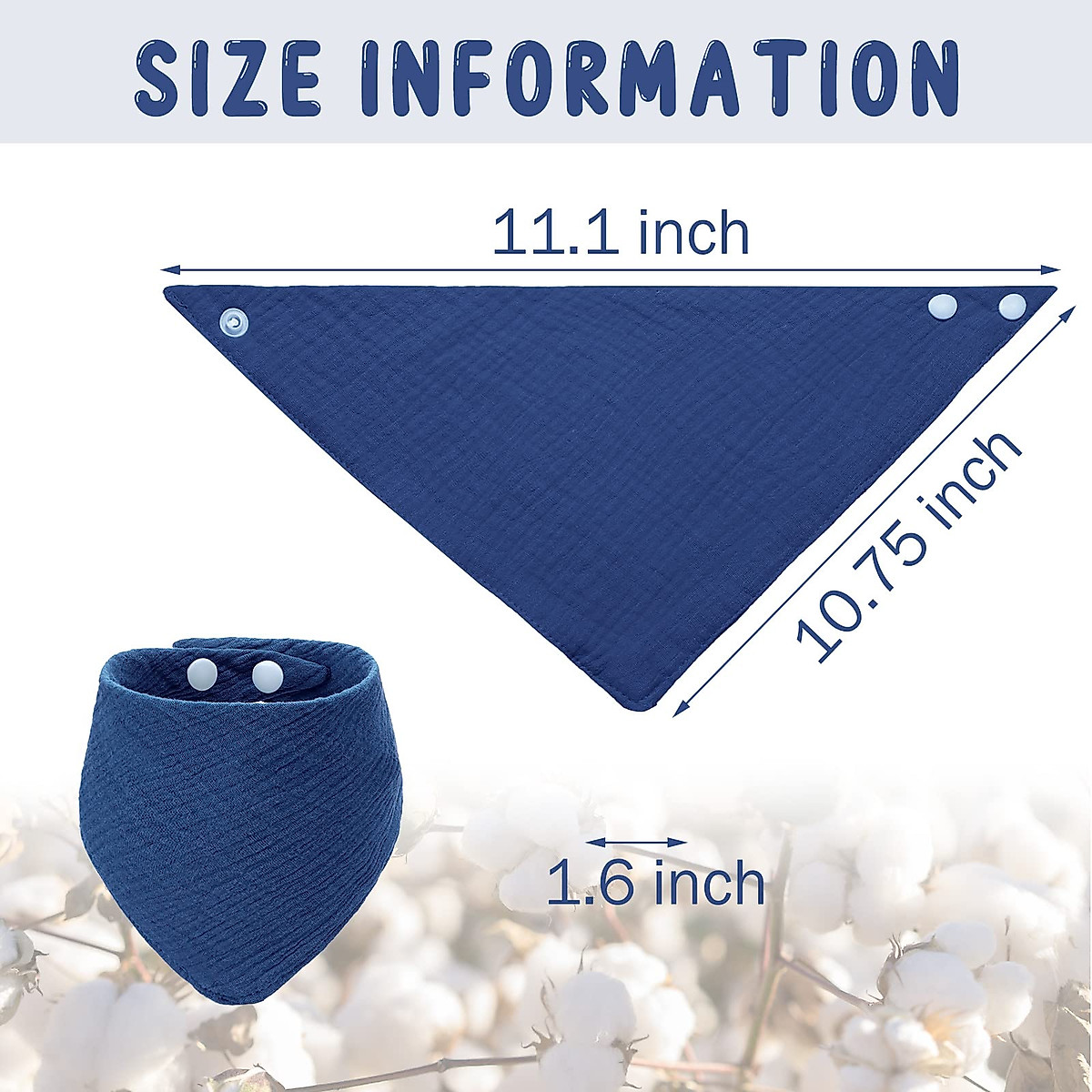 Jiuguva 10 Pieces Muslin Baby Drool Bibs Cotton Teething Bandana for Unisex Boys Girls, 10 Solid Colors Set for Drool Bibs (Multicolor)