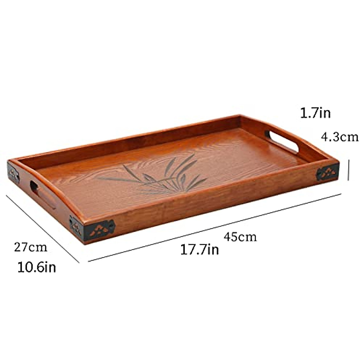 Serving Trays Wooden Tray Rectangular Serving Tray with Inset Handles Tea Drink Tray Dinner Tray Snack Tray Elegant Decorative Tray