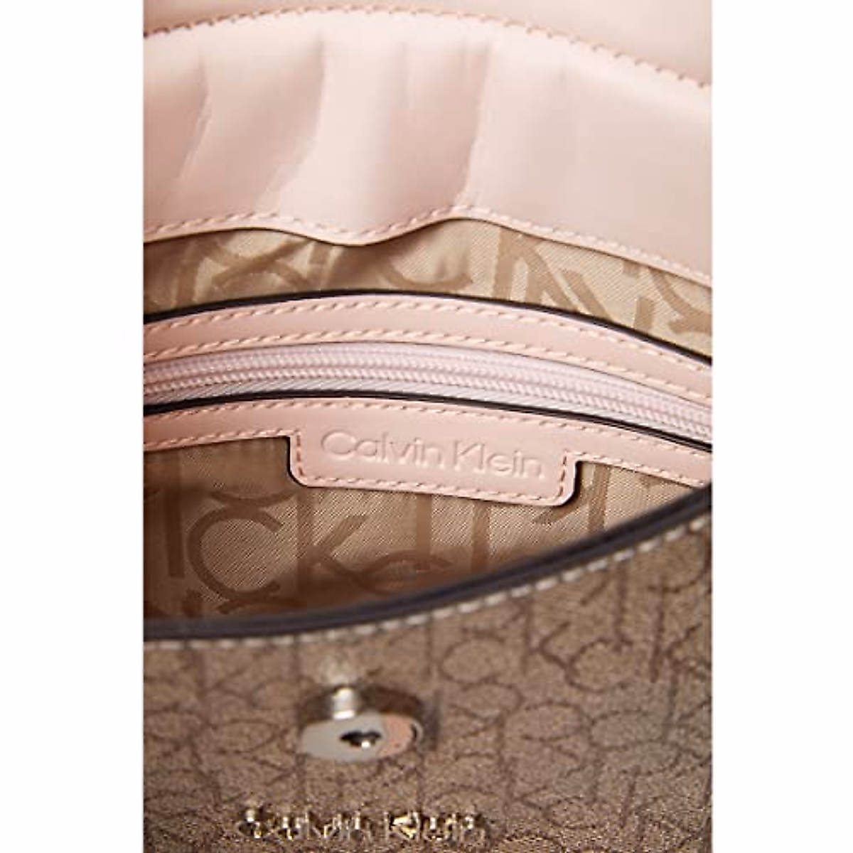 Calvin Klein Danica Crossbody Mini Textured Almond/Taupe/Crystal Pink One Size
