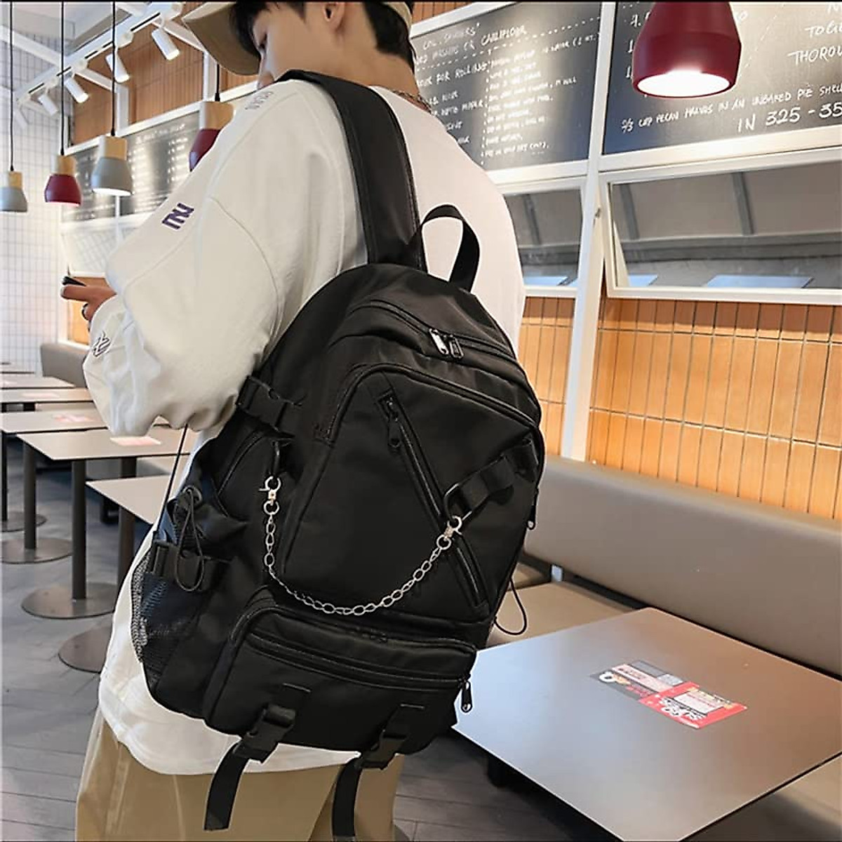 GAI Techwear Backpack Japanese Streetwear Vintage Alt Emo Backpack College School Laptop Bag Cool Hip Hop Goth Punk Rucksack (One Size, d)