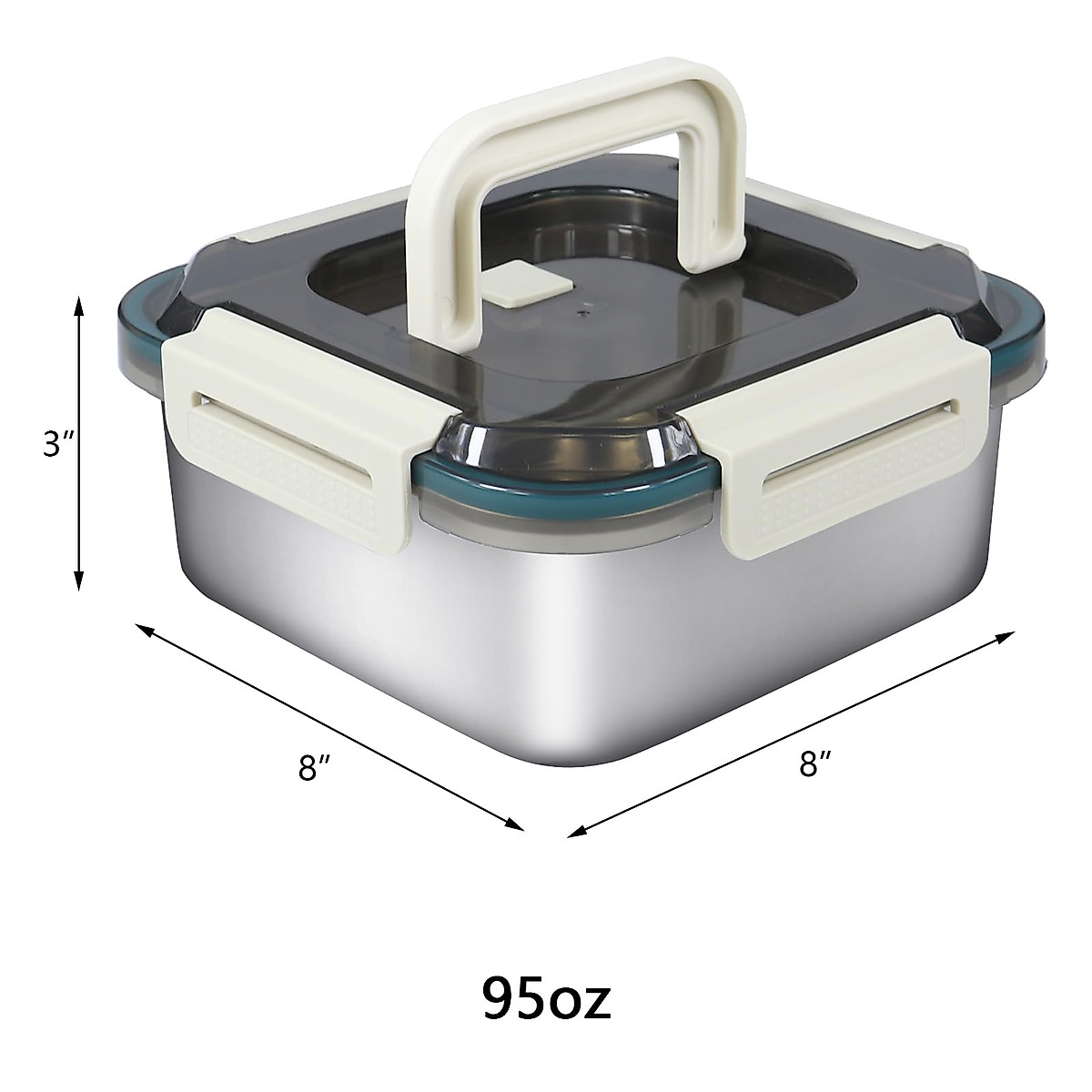 ATRDTO Stainless Steel Food Storage Containers with Lids Airtight Food Containers with Handle Metal Food Prep Containers for Freezer Fridge Oven Dishwasher Safe 95oz