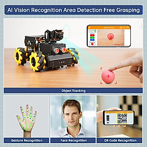 HIWONDER Raspberry Pi 5 4GB AI Vision Robot Car Kit Mecanum Wheels Robot, 2DOF HD Camera Python Progamming Open Source DIY Robot Kit for Teens