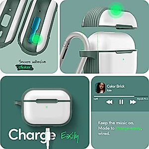 CYRILL Color Brick Compatible with AirPods Pro 2 Clear Case, Protective and Water Resistant, Silicone Feel TPU (2022/2023) [Compatible with USB-C Charger] - Kale