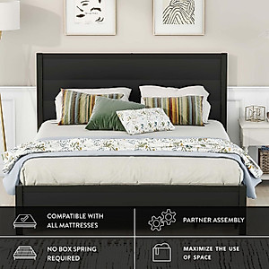 Altillo Queen Size Metal Platform Bed Frame with 2 Storage Drawers and Twin Size Trundle, Mattress Foundation with Tufted Headboard, No Box Spring Needed, Noise Free (Queen)