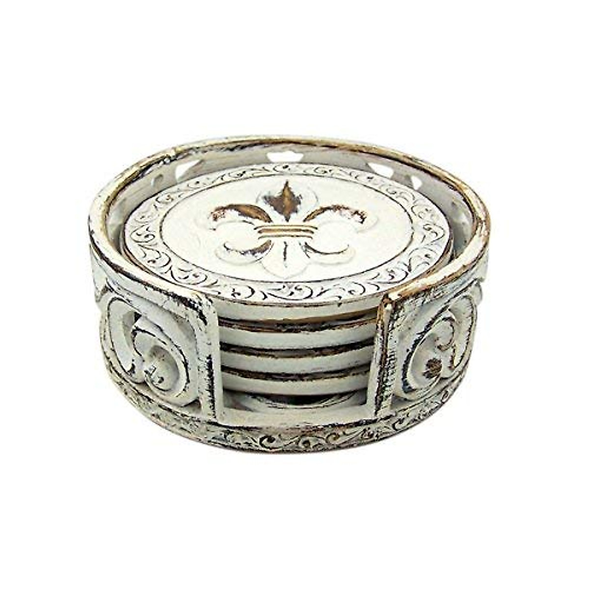 LL Home Fleur De Lis Scrolls 4 Coaster Set