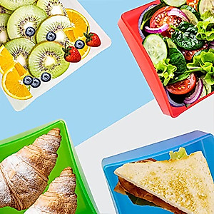 kulusion 4Pcs Sandwich Containers for Lunch Boxes, 20oz Food Storage Box with Lid, BPA Free, Microwave & Dishwasher Safe, Reusable Great for Meal Prep (4 Colors