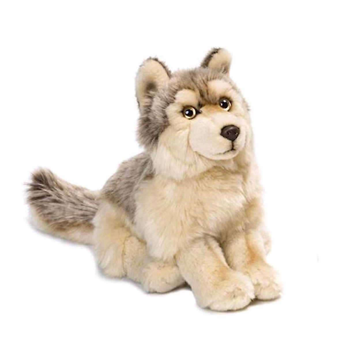 TAMMYFLYFLY Little Silver Grey Wolf Lifelike Plush Beanbag Stuffed Animal Toy
