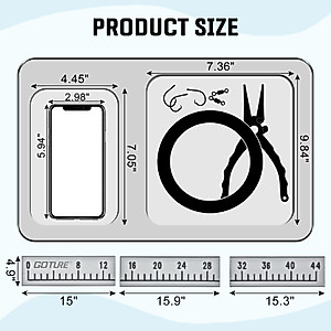 Goture Boat Foam Fishing Ruler and Cell Phone Holder Kit,2 in 1 Fishing Boat Dash Accessory Adhesive Backing Fishing Tool,44" Fishing Measurement Tool Boat Gadgets Segmented Fish Measuring Board