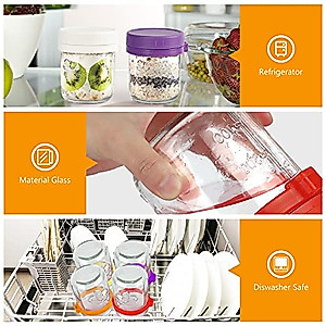 Overnight Oats Containers with Lids and Spoon, 6 Pack Mason Jars, 12 Oz Glass Container to Go for Chia Pudding Yogurt Salad Cereal Meal Prep