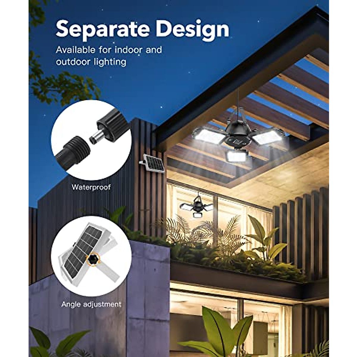 AGPTEK Solar Pendant Light Outdoor Indoor, Solar Powered Shed Light with USB Charging and Remote for Home Garage Barn Gazebo Patio Porch Storage Room