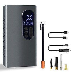 Kairiyard Air Compressor Portable Tire Inflator, 150 PSI Cordless Air Pump for Car Tires 6000mAh Rechargeable Battery & 12V DC Dual Power Fast Tire Pump for Car, Motorcycle, Bike, Ball