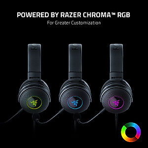 Razer Kraken V3 Wired USB Gaming Headset: Triforce Titanium 50mm Drivers - Detachable HyperClear Mic (Renewed)