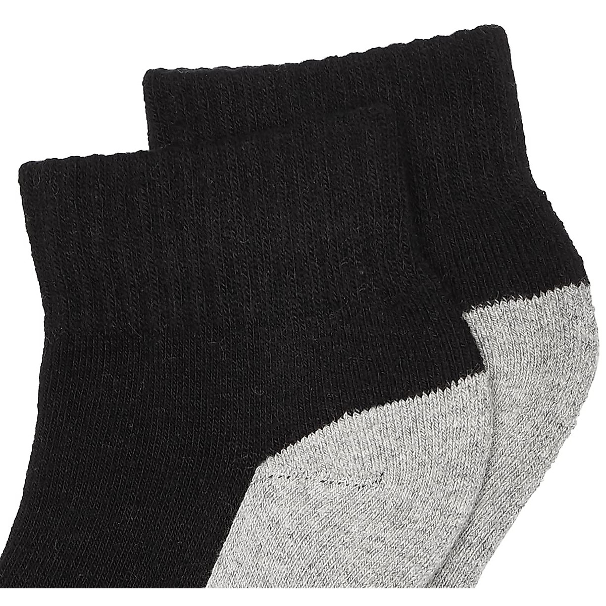 Jefferies Socks Little Boys' Seamless Sport Quarter Half Cushion 6 Pack Socks, Black/Grey, 8-9.5