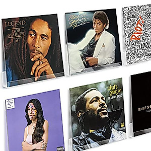 bigantss 6 Pack Clear Acrylic Vinyl Record Floating Shelves, 12" Wall Shelf Mount & Holder for Vinyl Album Display and Storage, Acrylic Record Frame Show Your Favorite LP (Clear)