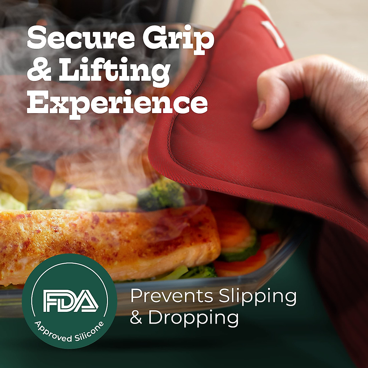 Pot Holders for Kitchen Heat Resistant, Set of 2, Silicone Pot Holders for Kitchen and Baking, Red