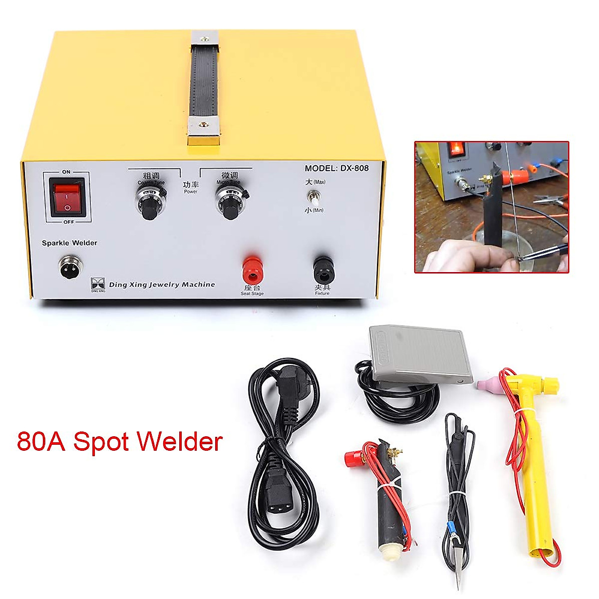 OCASAMI Jewelry Spot Welder, Spot Welding Machine Tool Jewelry Welder Kit | 80A Pulse Spot Welder with Foot Pedal for Jewelry Gold Silver Platinum | US Stock
