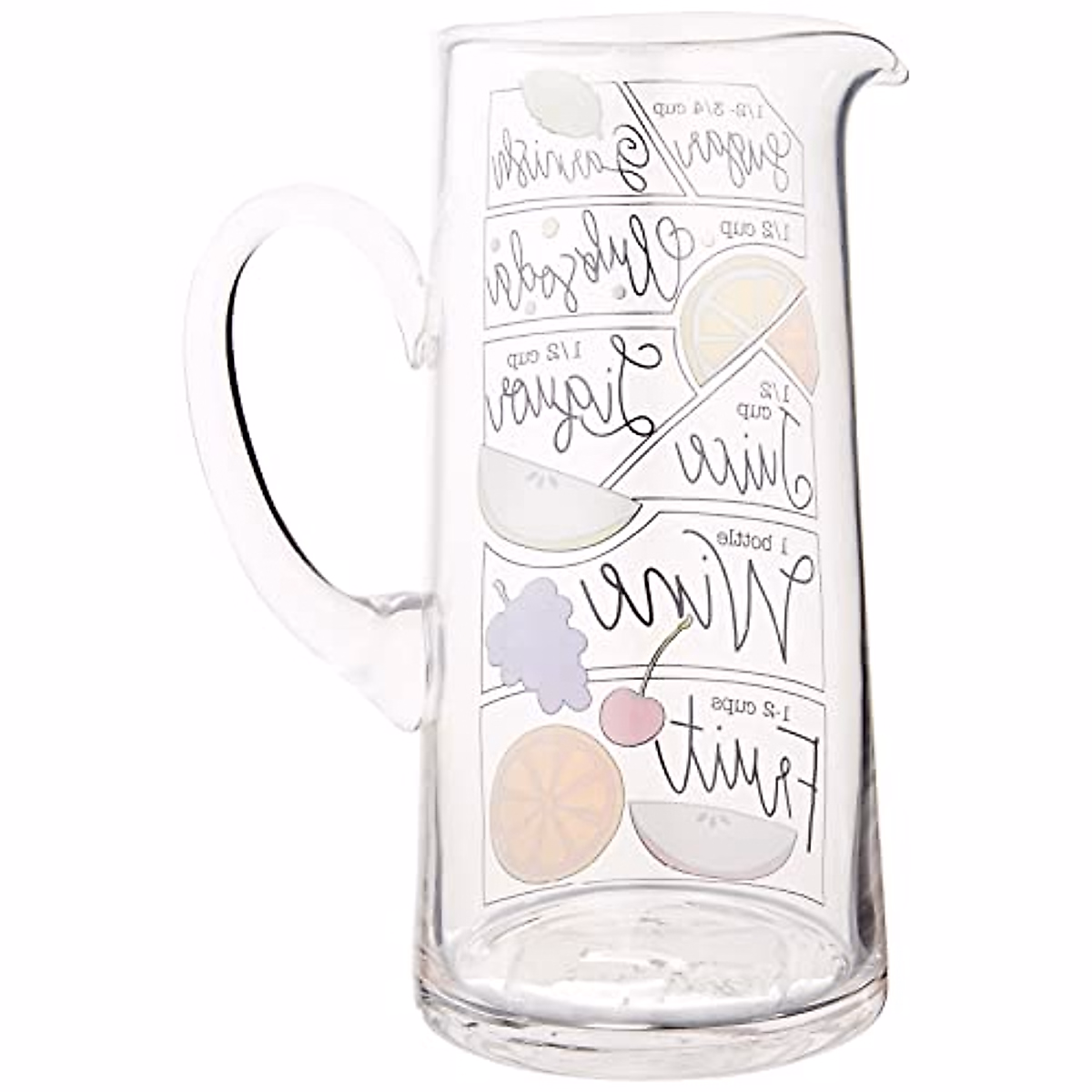 Mud Pie Sangria Glass Pitcher, 67 oz | Spoon 10", Clear