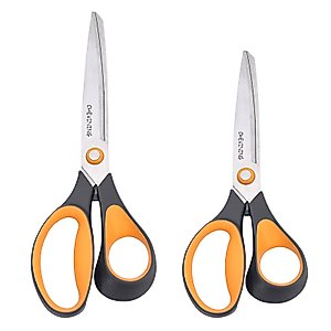Chevining 7" 8" All Purpose Scissors Utility Scissors for Office Home Supplies,Crafting Scissors 2 Pack,Right Handed,Different Size