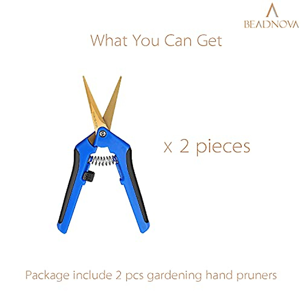 BEADNOVA Trimming Scissors Pruning Scissors Bud Trimming Scissors with Curved Precision Blades Weed Flower Bonsai Trimming Shears for Plant Garden Floral (Blue, 2 pcs)