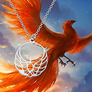 BEKECH Rising Phoenix Pendant Necklace Phoenix Charm Jewelry Inspirational Fire Bird for New Beginnings Phoenix Charm Necklace Gift for Her Women Friend Graduates (silver)