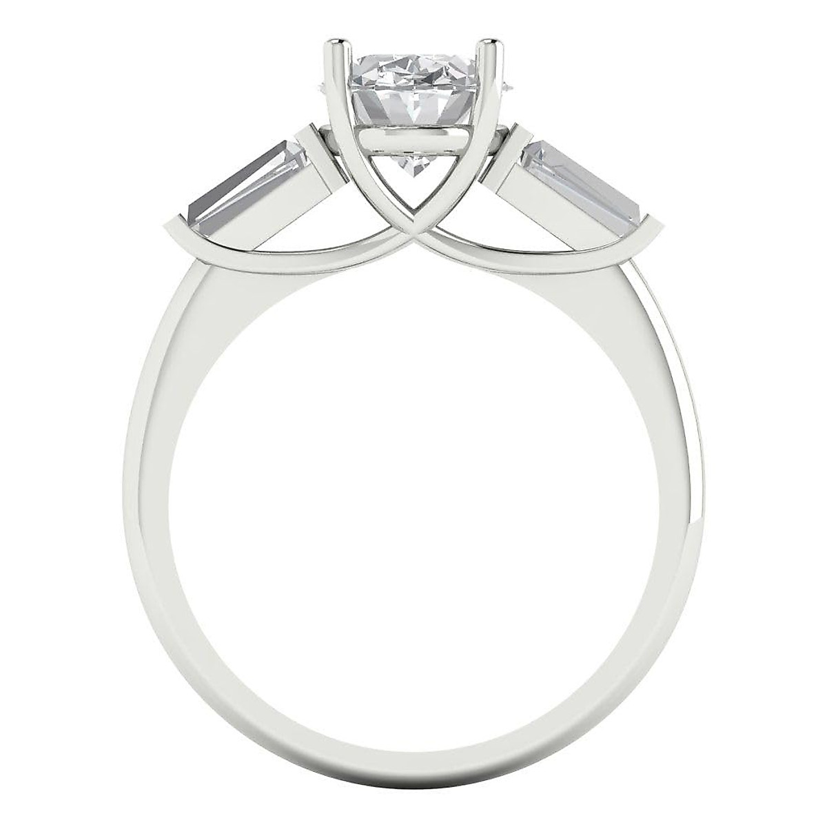 2.5 Ct Oval Cut Clear Simulated Diamond 14K White Gold Solitaire with Accents 3 Stone Engagement Anniversary Ring Size 7