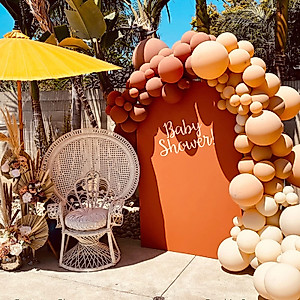 Rubfac 134pcs Boho Balloon Garland Arch Kit Double-Stuffed Matte Orange Cream Peach Apricot Balloons for Wedding Birthday Baby Shower Party Decor